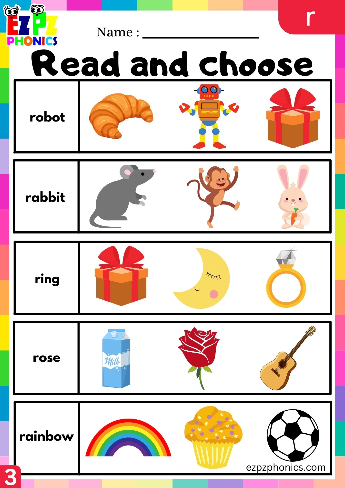 Letter r Read and Choose the Correct Images Group 3 - ezpzphonics.com